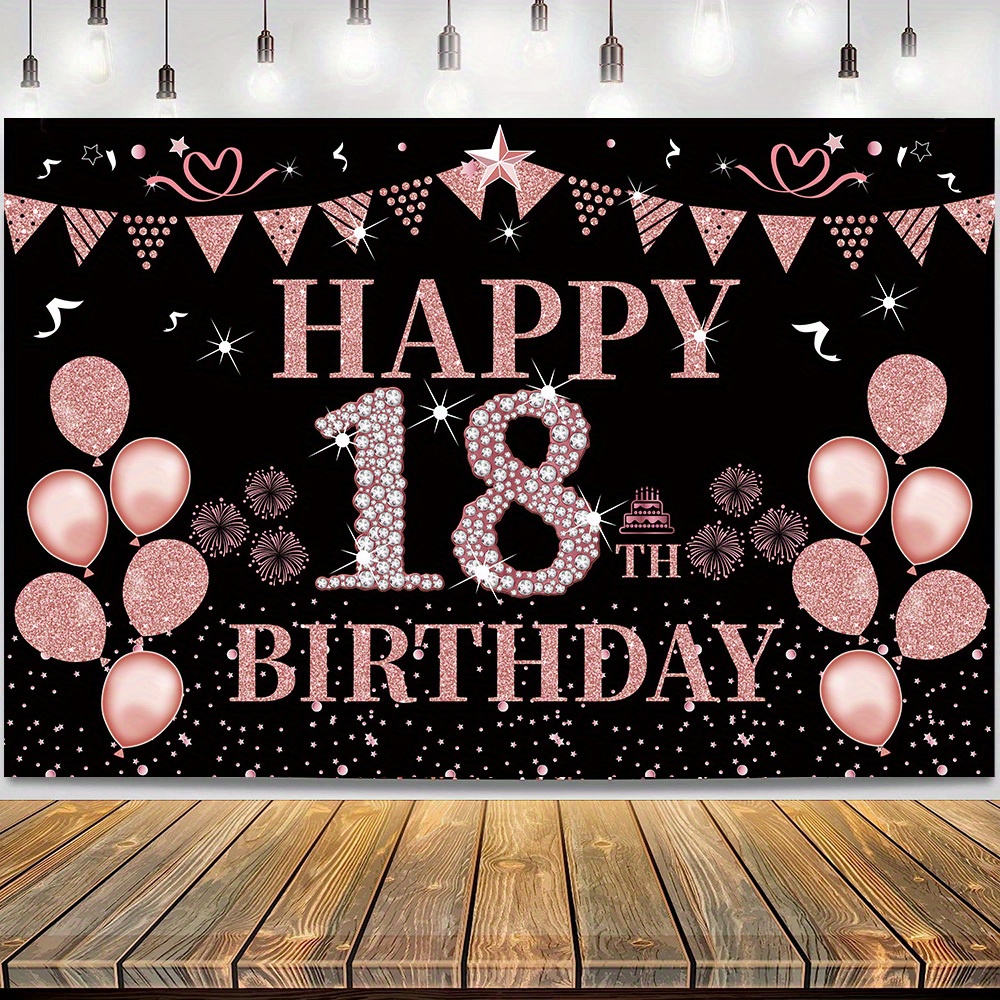 18th Birthday Decorated Banner Rose Golden On Black - Temu Portugal