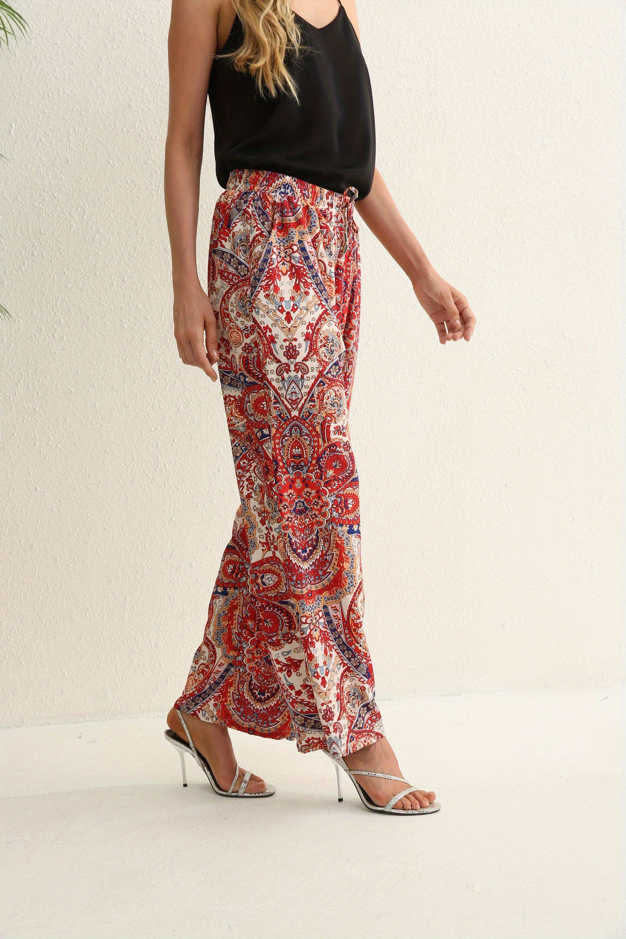 Paisley Print Drawstring Pants Bohemian Pants Spring Summer Temu