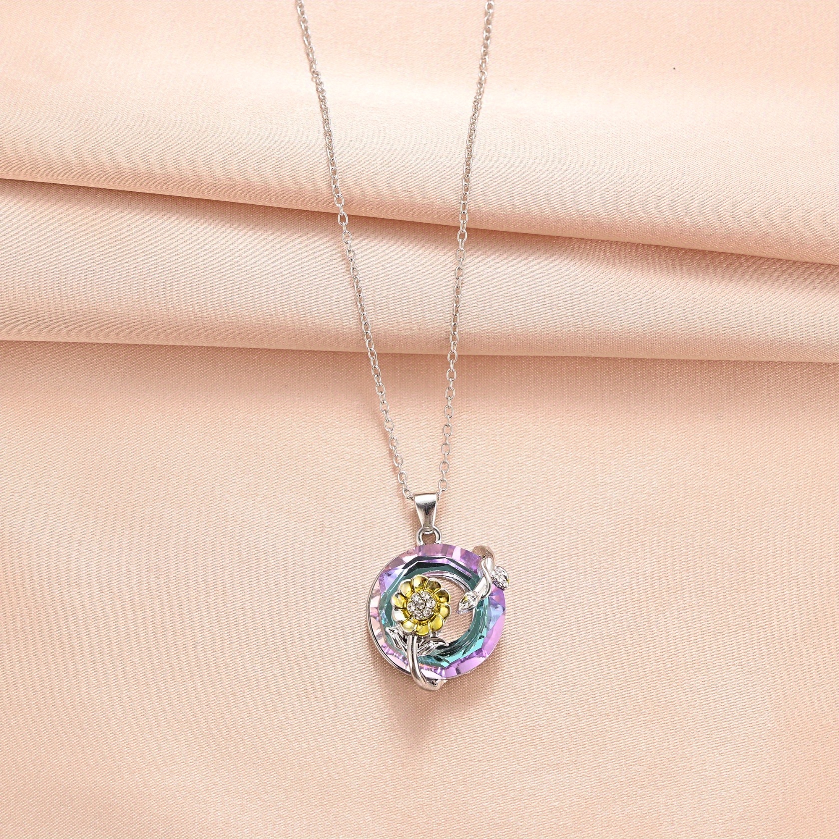 1pc Fashion Flower Ring Pendant Necklace Love Series Jewelry Gift For ...