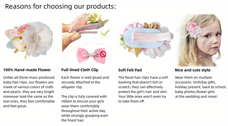 Cute Fabric Hair Accessories Flowers Hair Clips Sides Clip - Temu Australia