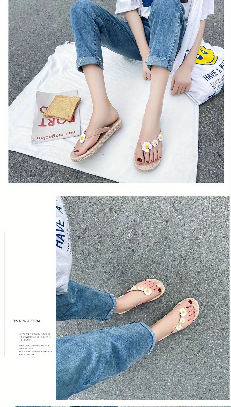 Women's Daisy Decor Flip Flops Fashion Espadrille - Temu Canada