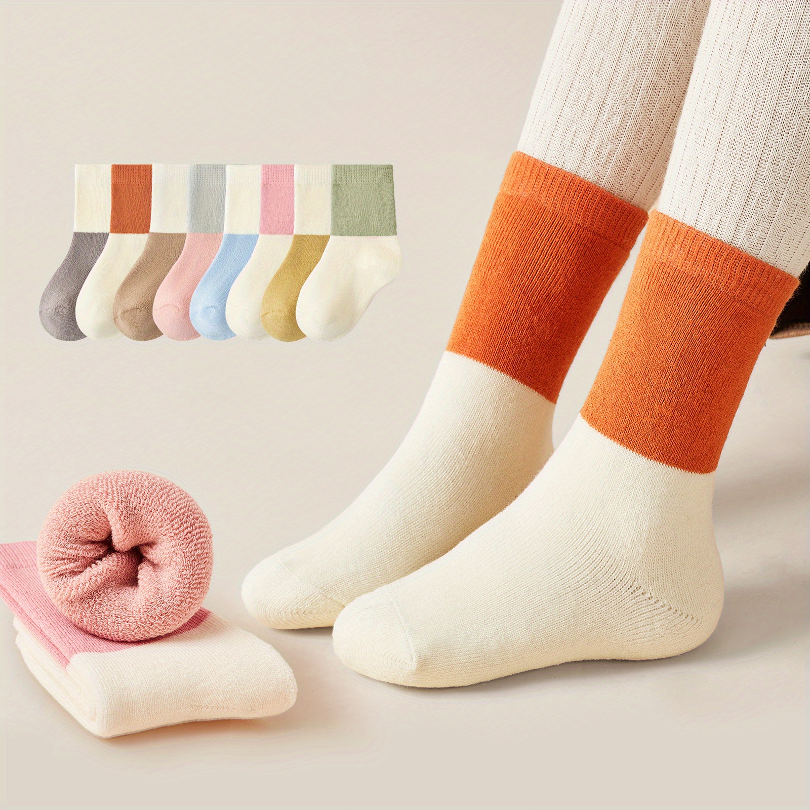 Baby Girls Terry Thickened Warm Comfy Crew Socks Winter - Temu Australia