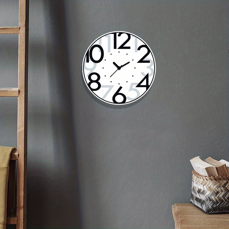 1pc Round Personality Clock Mute Creative Quartz Clock Punch Free Wall ...