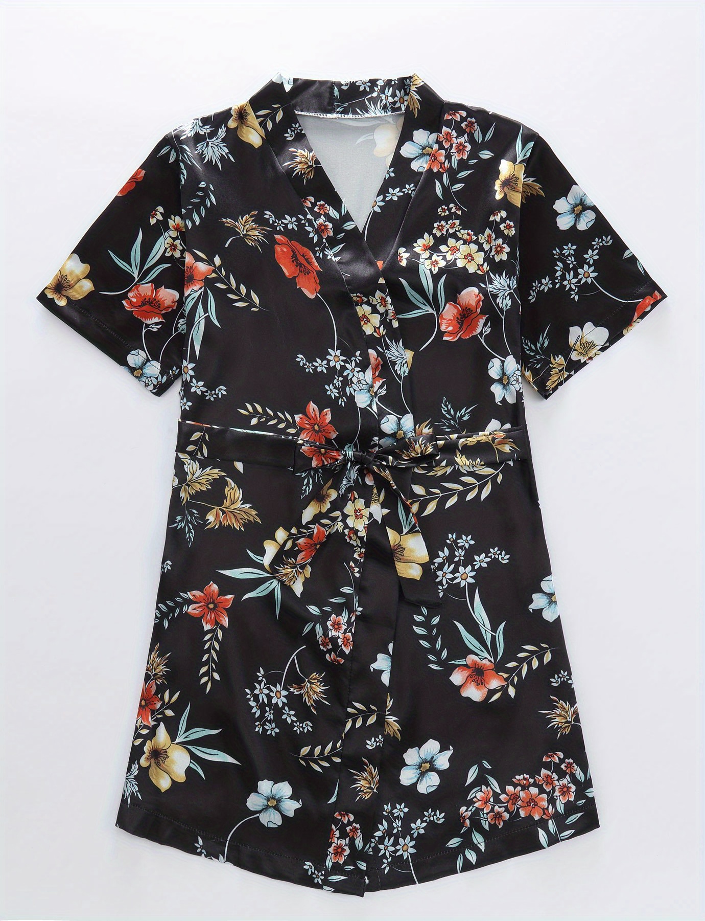 Girls Nightgown Short Sleeve Pajamas Belt Floral Print - Temu Netherlands