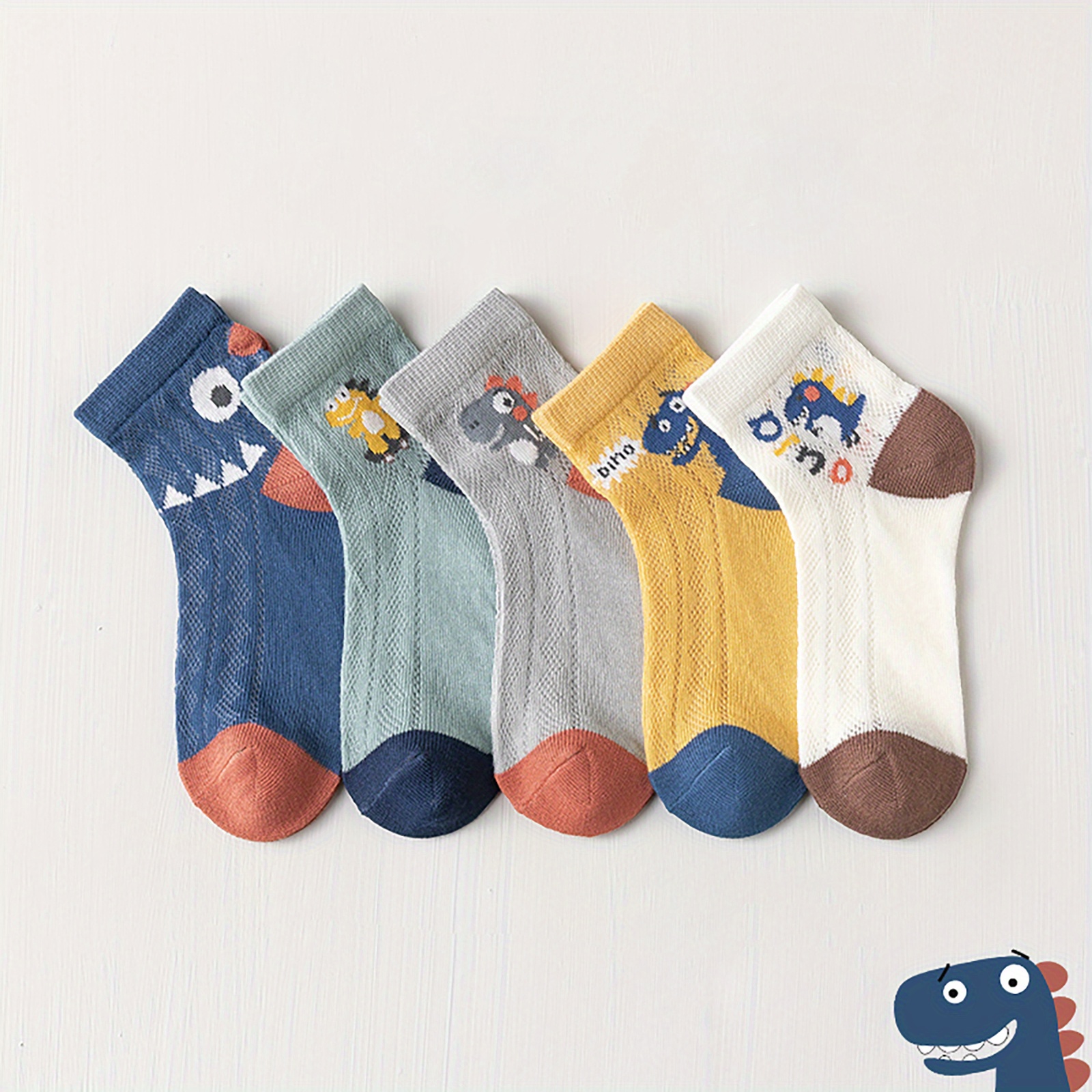 Children's Cartoon Dinosaur Socks Summer Breathable Mesh - Temu New Zealand