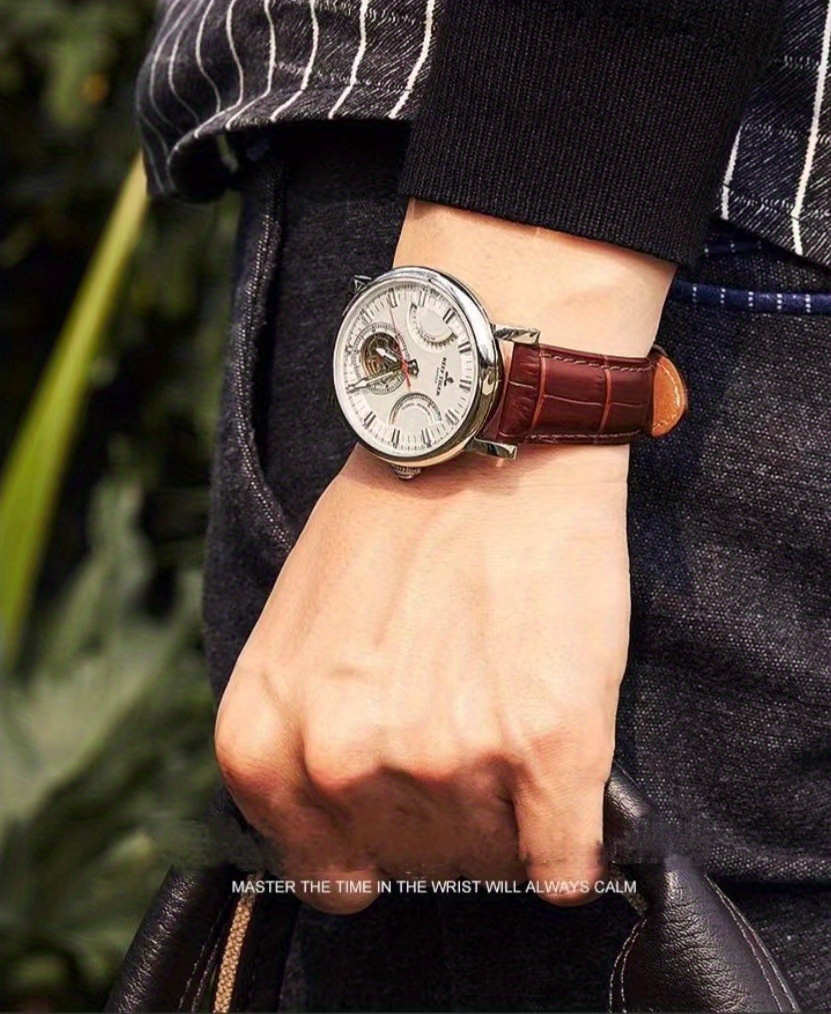 Mens Flywheel Mens Watch Automatic Mechanical Watch Double Calendar ...