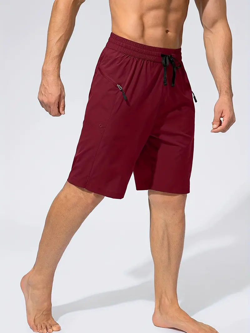 Mens Breathable Shorts Zipper Pockets Summer Drawstring Temu United