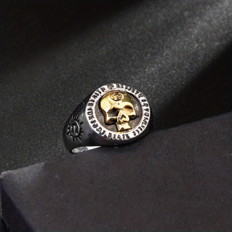 Vintage Distressed Skull Ring Hip Hop Punk Ring Men - Temu Australia