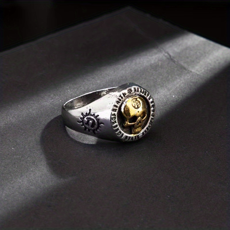 Vintage Distressed Skull Ring Hip Hop Punk Ring Men - Temu Australia