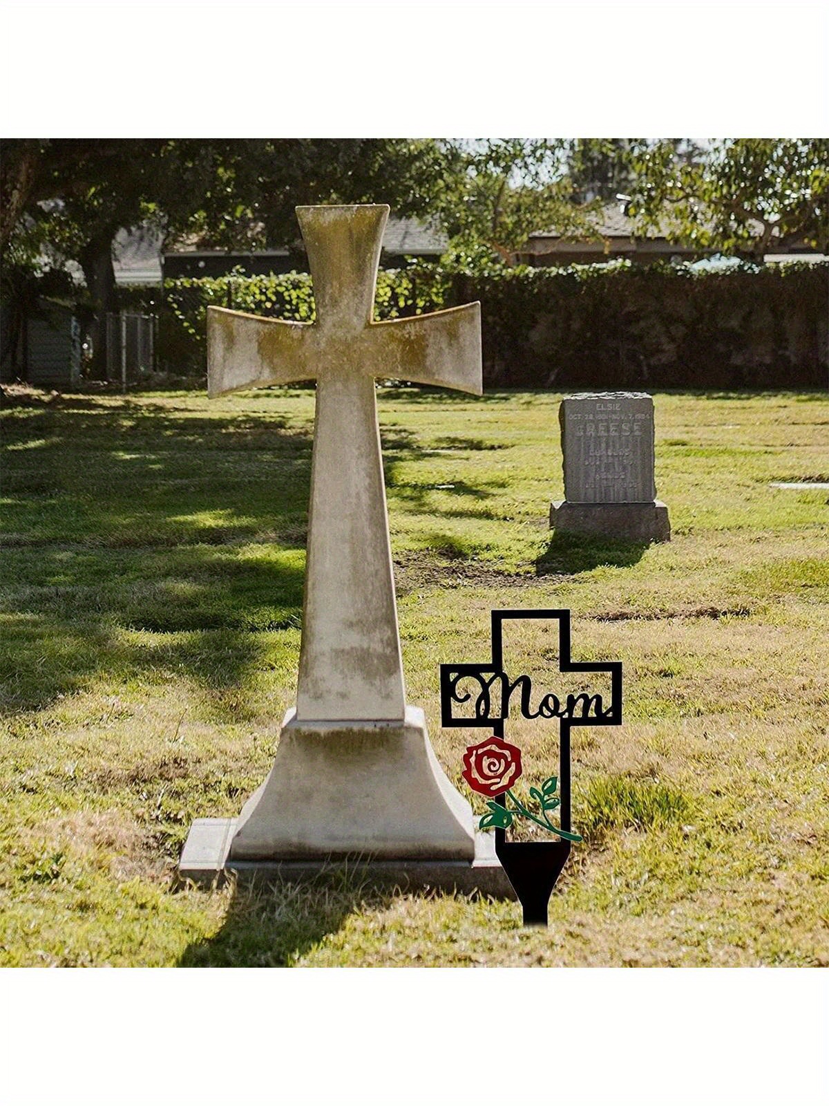 customizable metal cross memorial stake outdoor grave marker - Temu