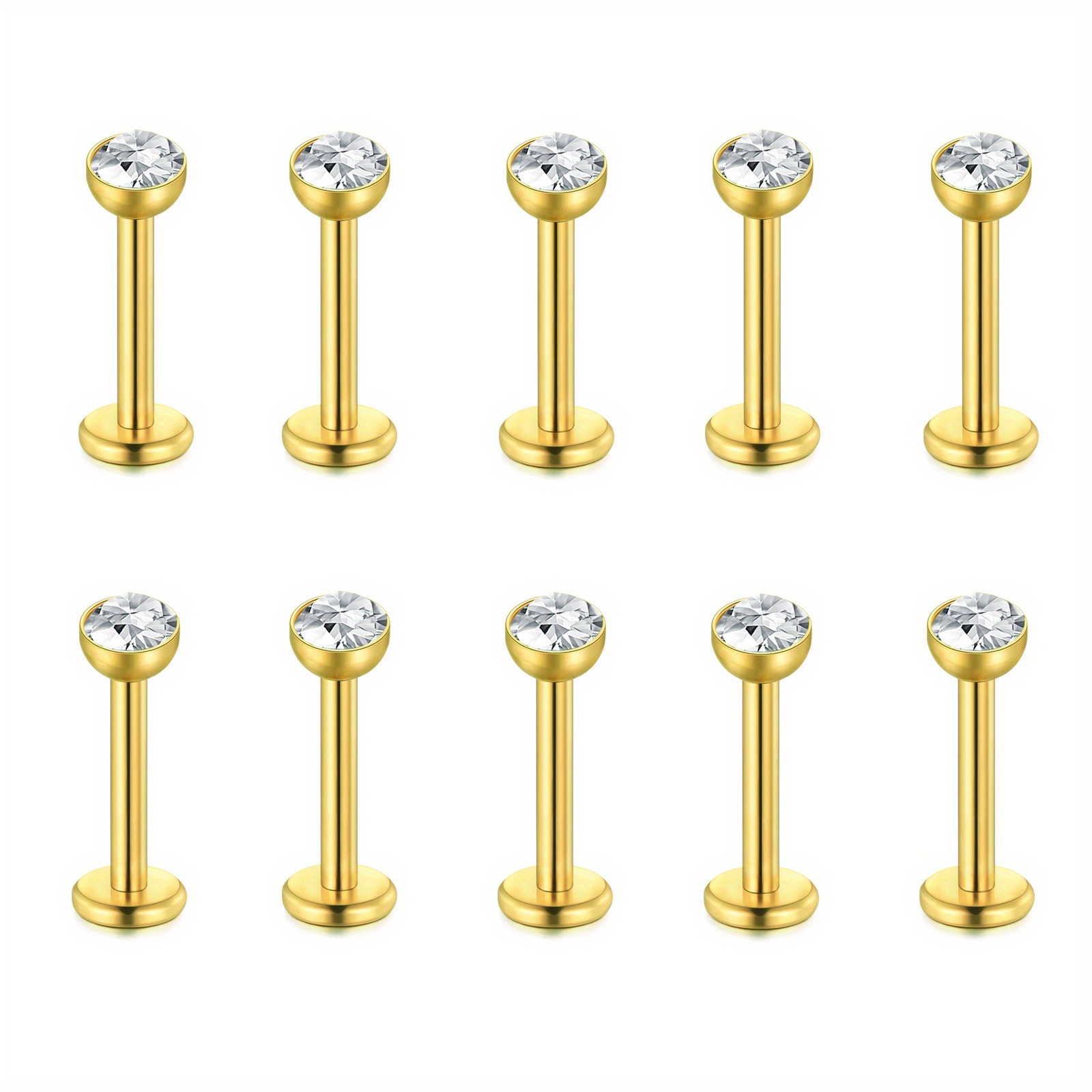 10 Pezzi Di Anelli Labbra In Zircone Rotondi Semplici Da 8 Mm Orecchini In Acciaio Inossidabile