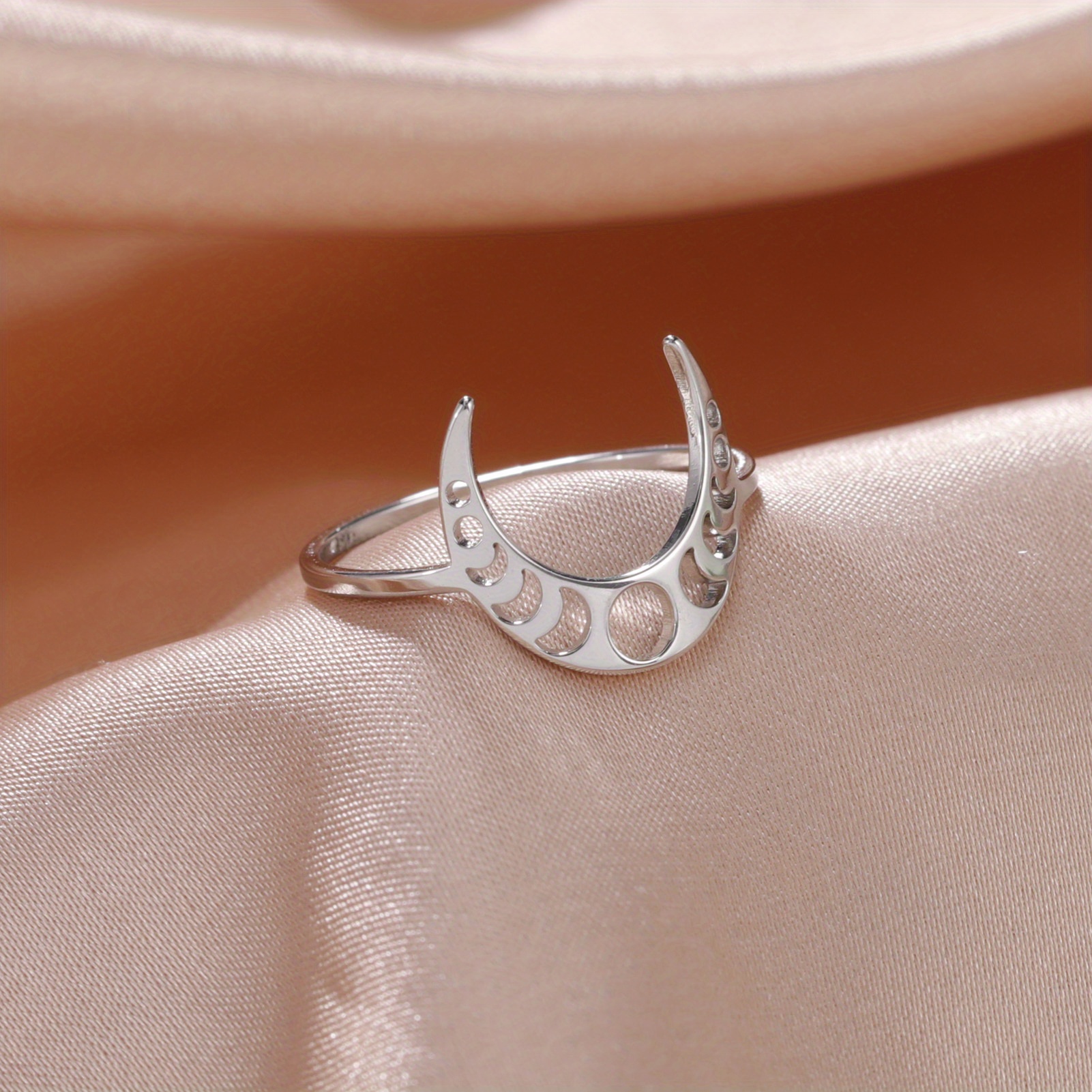 Fashion Hollow Crescent Moon Stainless Steel Rings Men Moon - Temu ...