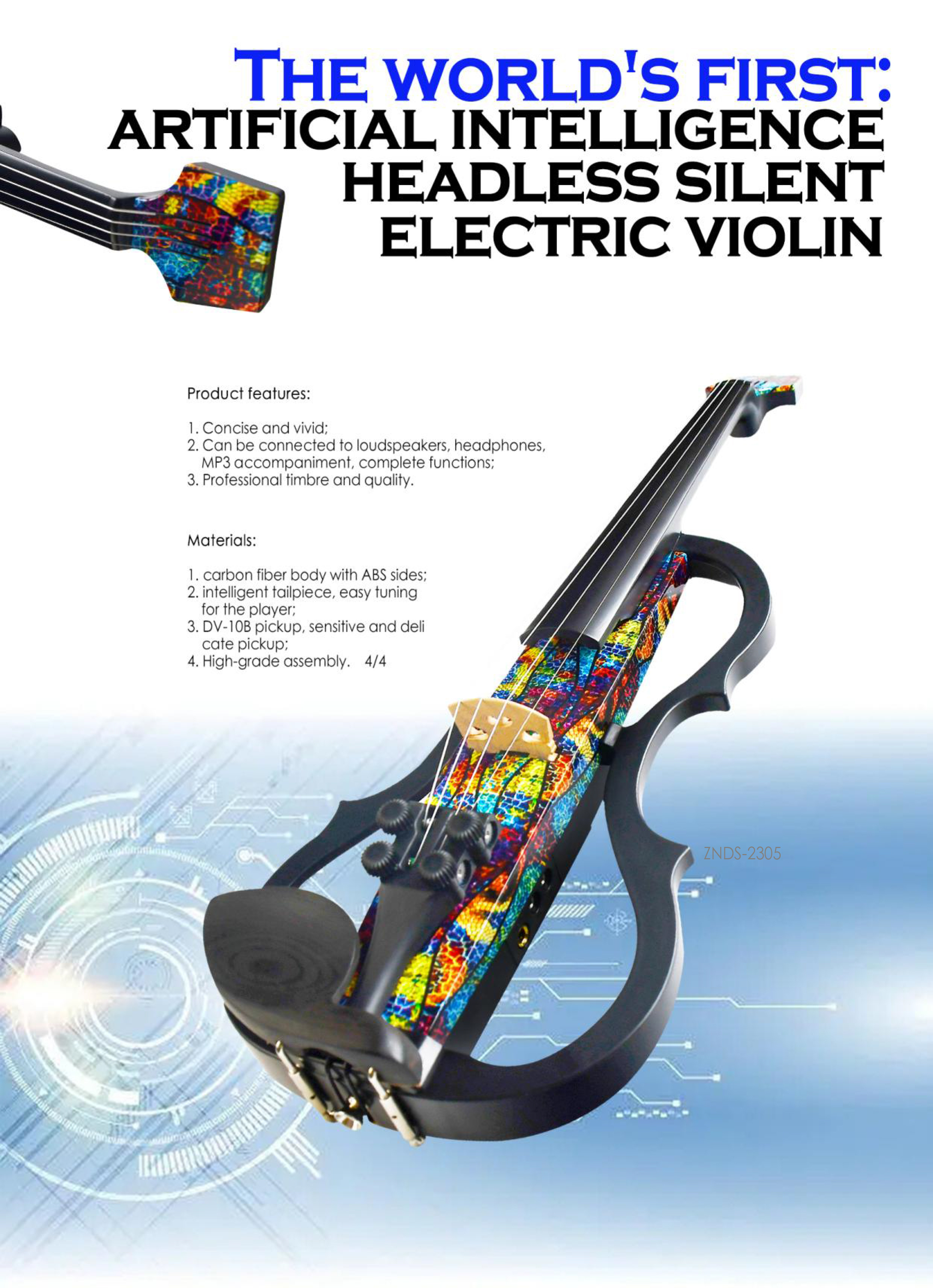 Electric Violins 4/4 Full Size Electric - Carbon Fiber & Ebony Wood ...