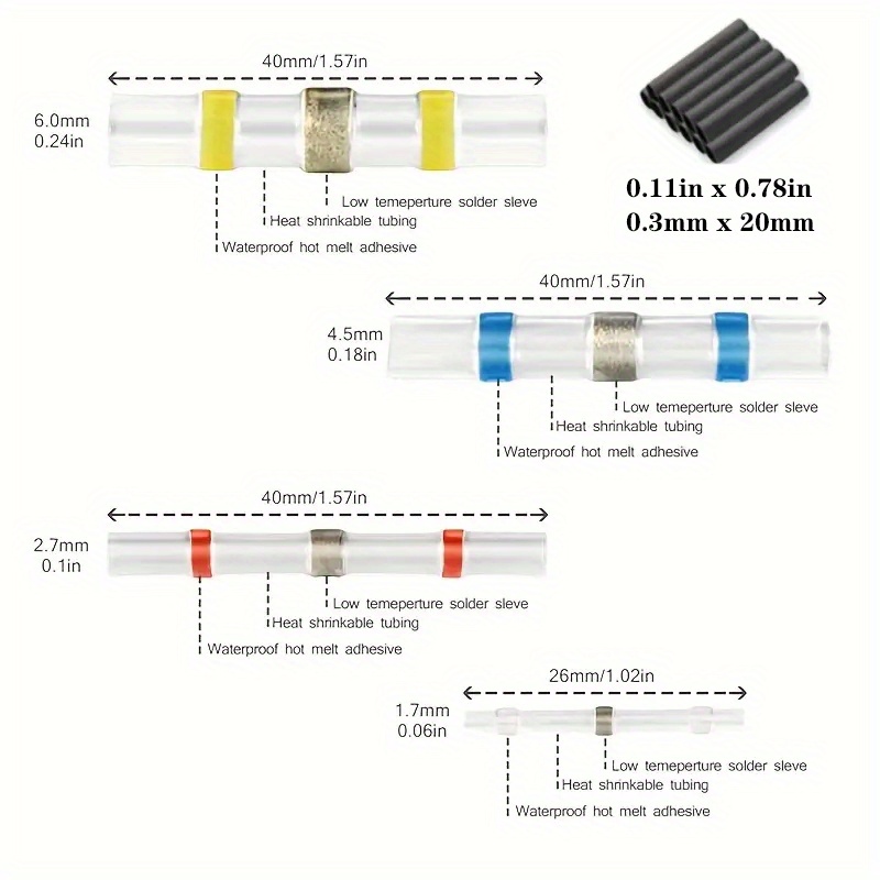 300pcs Box Heat Shrink Solder Butt Connectors Ultimate Solder Connector ...