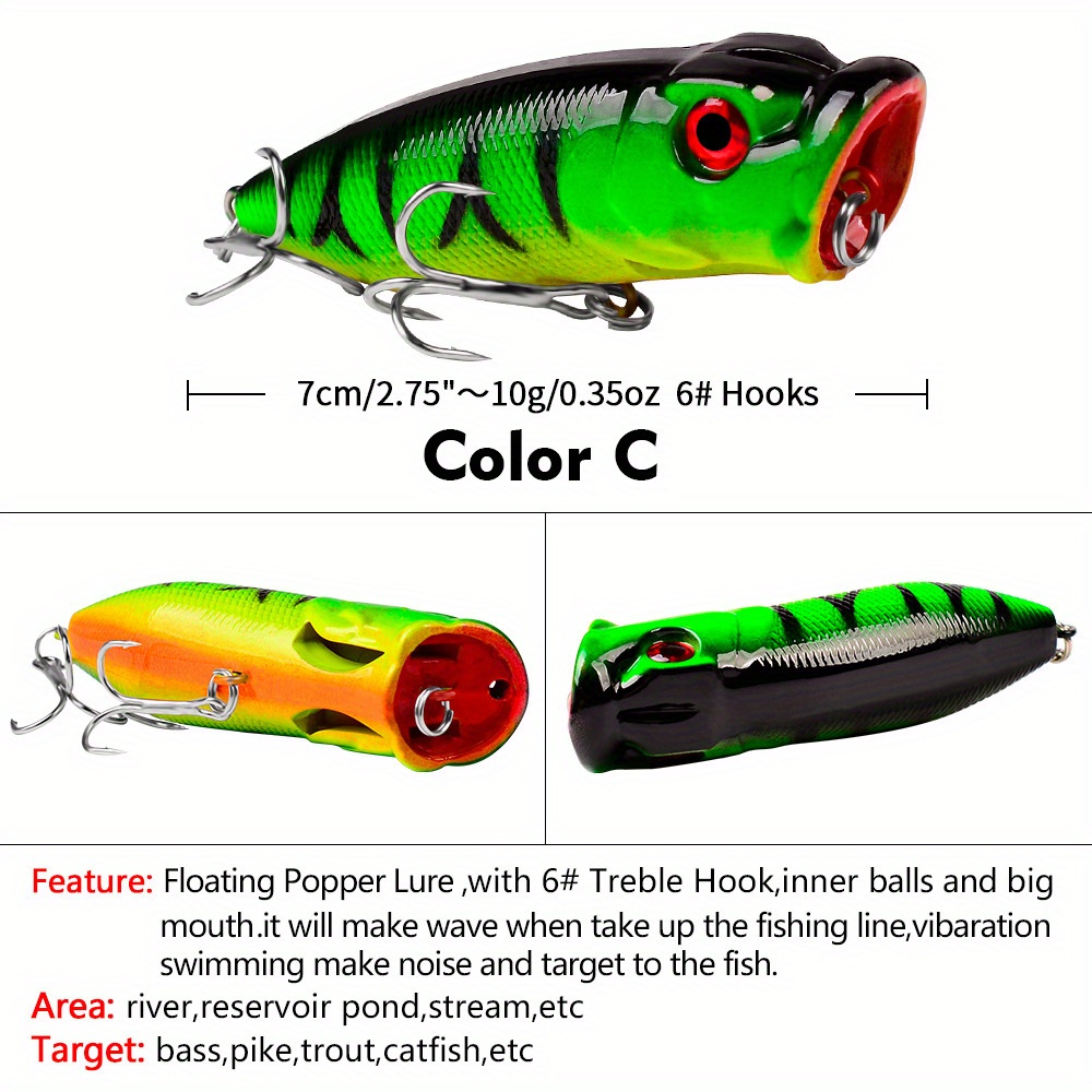 Topwater Popper Lure Hard Bait Freshwater Saltwater Fishing - Temu New ...