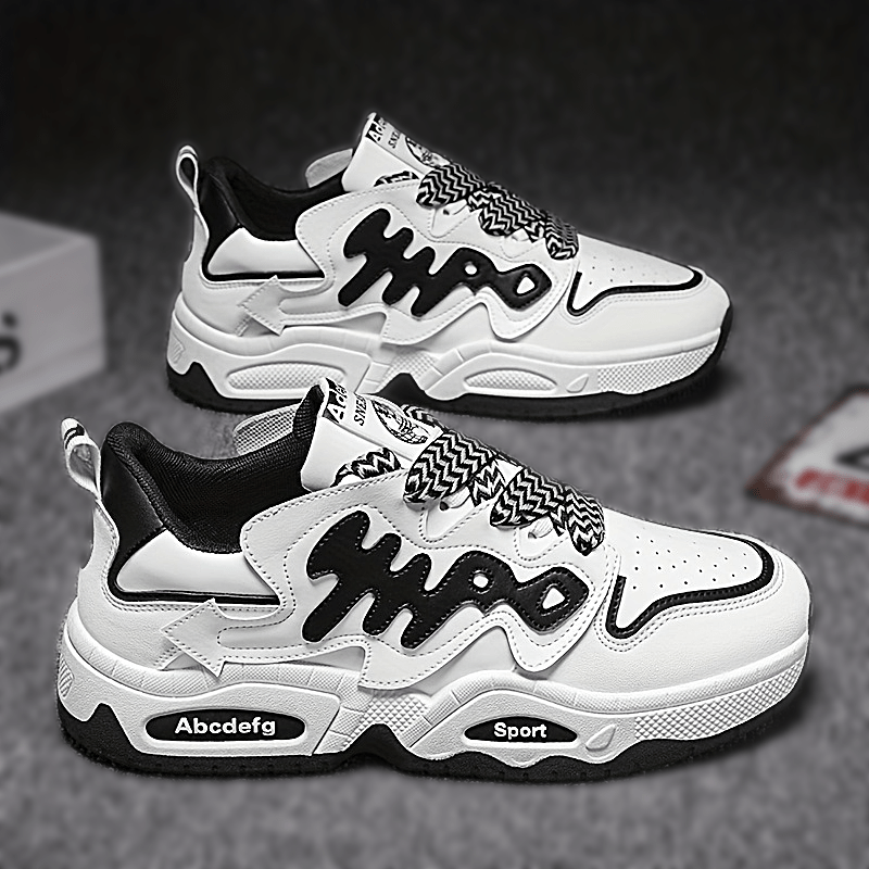 Men's Color Block Trendy Lace-up Skate Shoes, Fashionable Non-slip ...