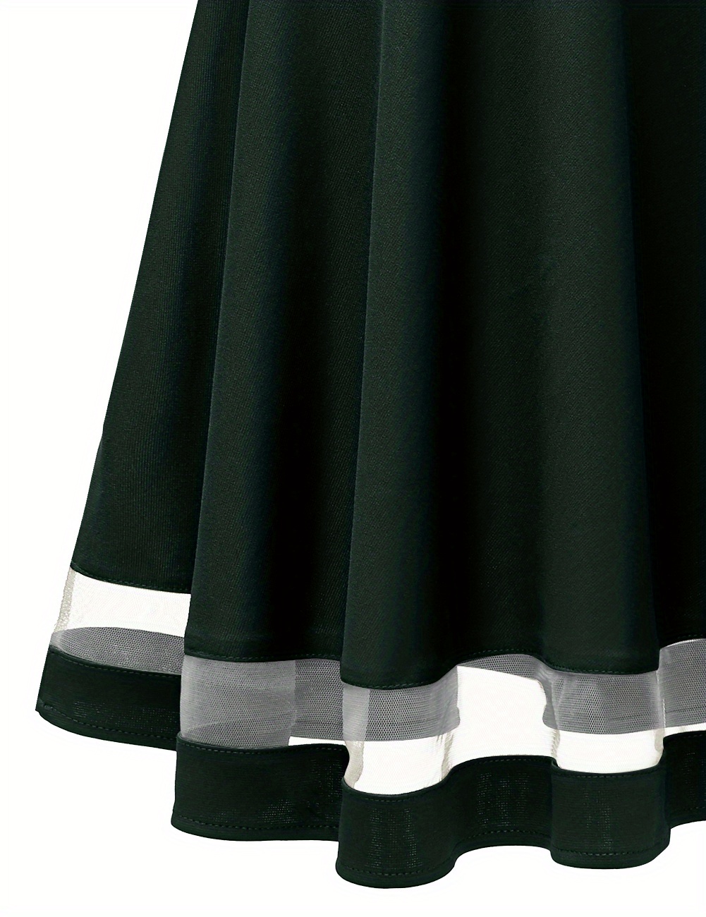 Solid Contrast Mash Pleated Skirt Elegant Flared Skirt - Temu United ...