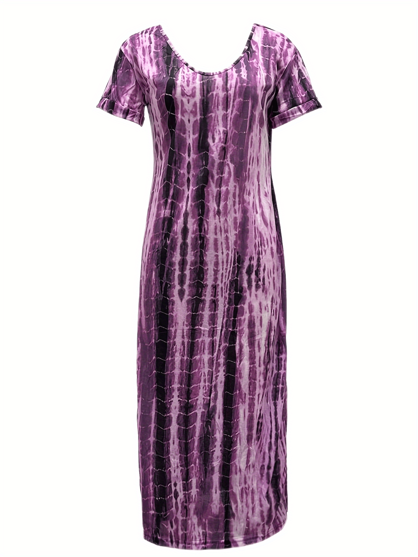 Plus Size Casual Dress Women's Plus Tie Dye Short Sleeve V - Temu ...