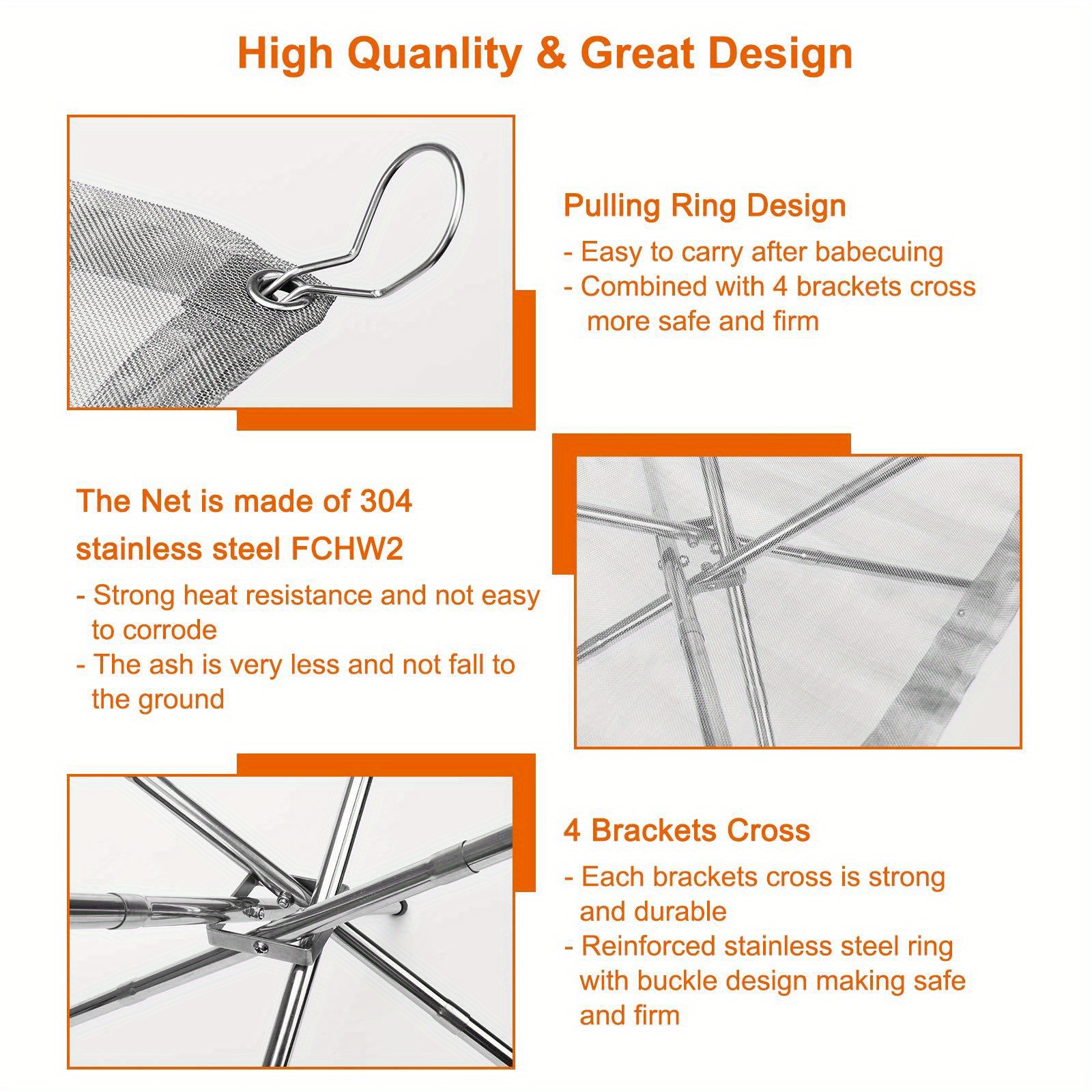 Portable Fire Pit Folding Stainless Steel Mesh Fireplace Camping Gear ...