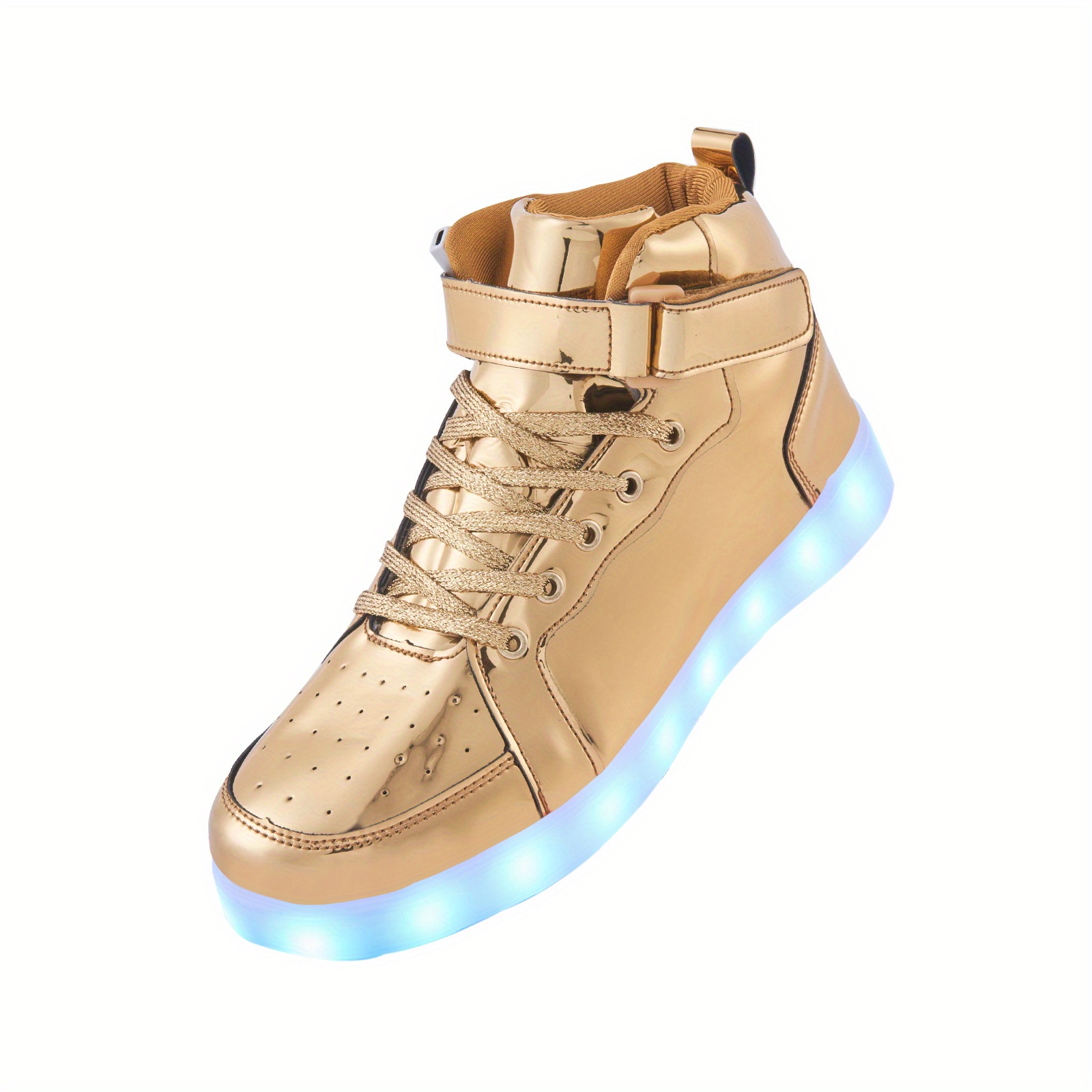 Mens Trendy Led Light Up Hightop Sneakers With Adjustable Hook Loop ...