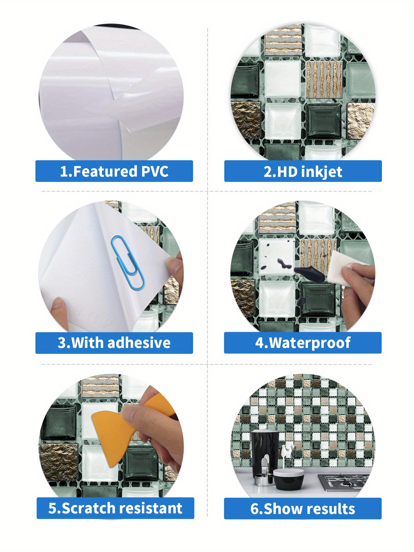 3.94/5.91/ Vintage Mosaic Pattern Kitchen Back Panel - Temu