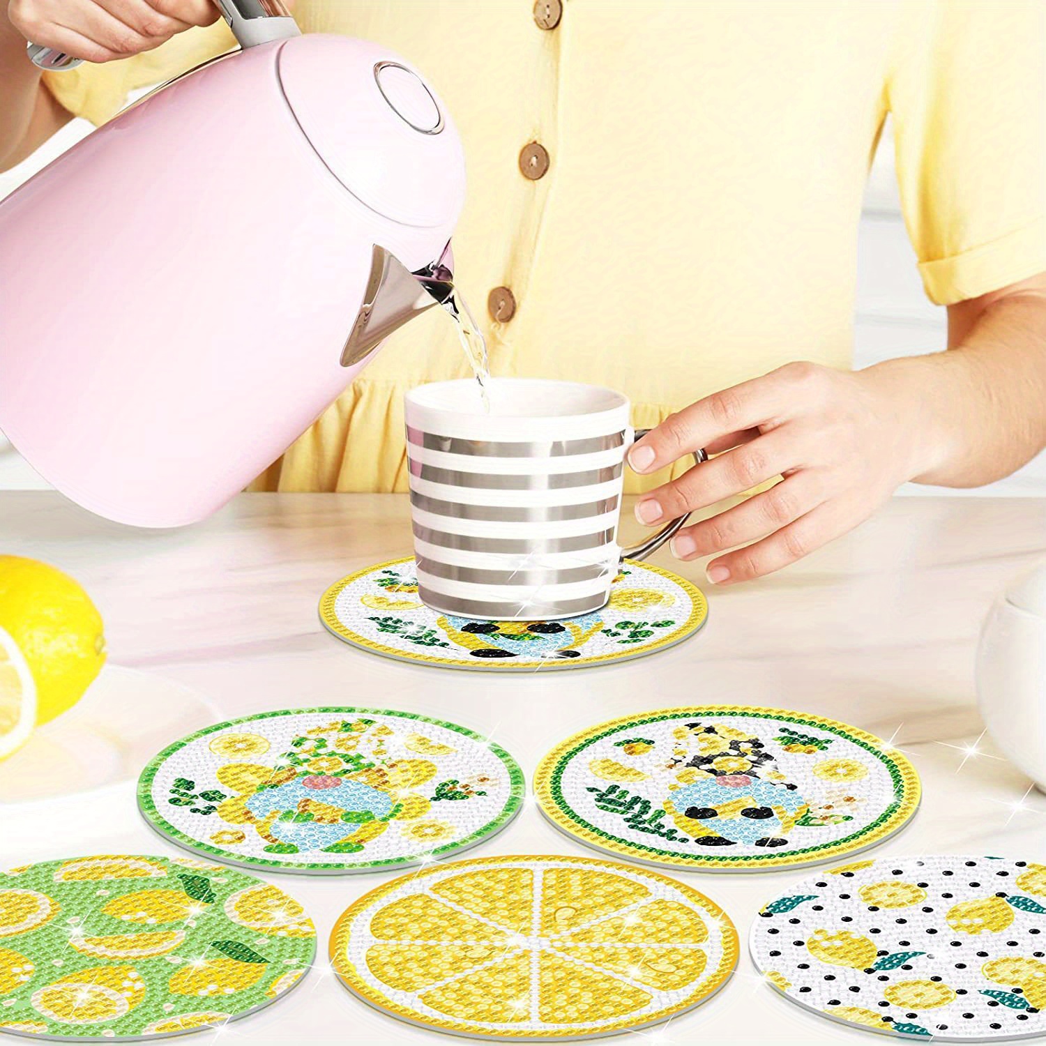 lemon coasters kits holder summer diy - Temu Australia