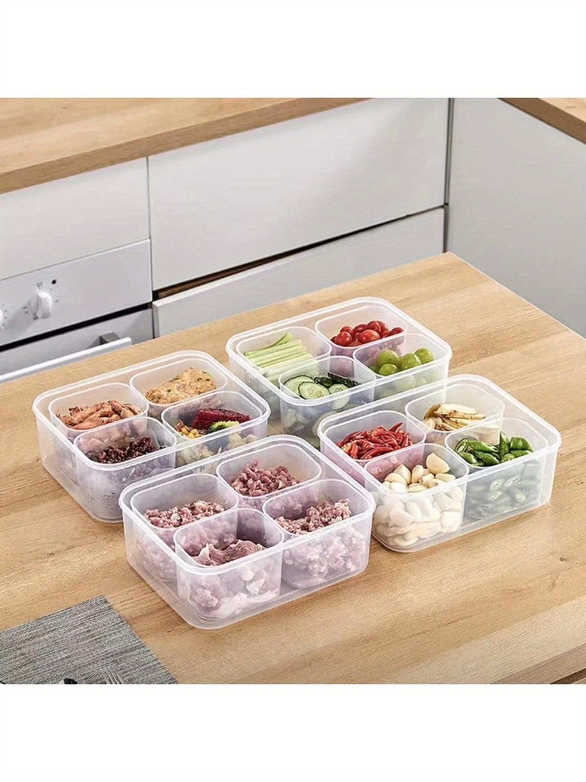 Freezer safe Refrigerator Storage Box 4 Cells Transparent - Temu Ireland