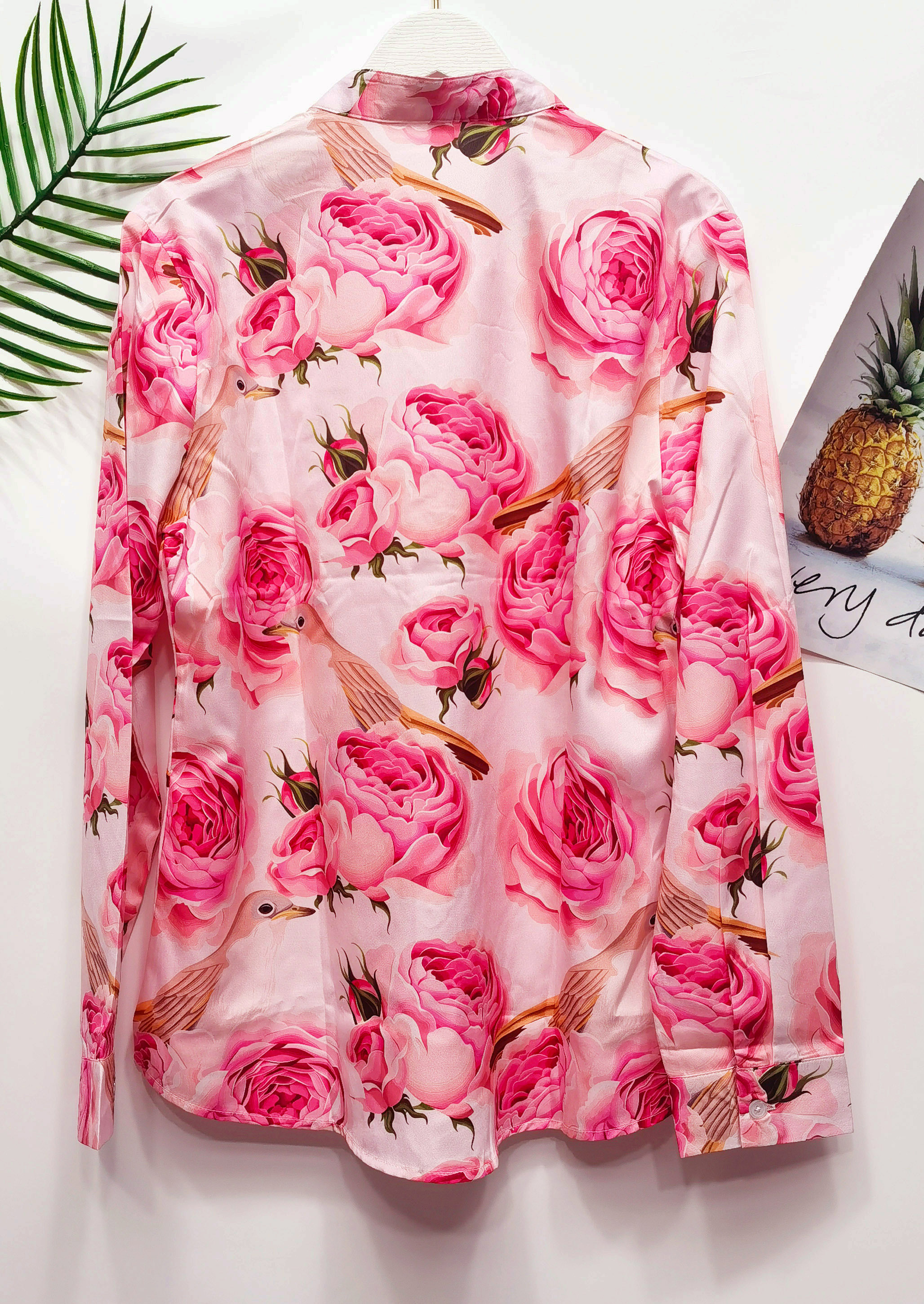 Tropical Print Blouse Casual Button Front Long Sleeve Blouse - Temu ...