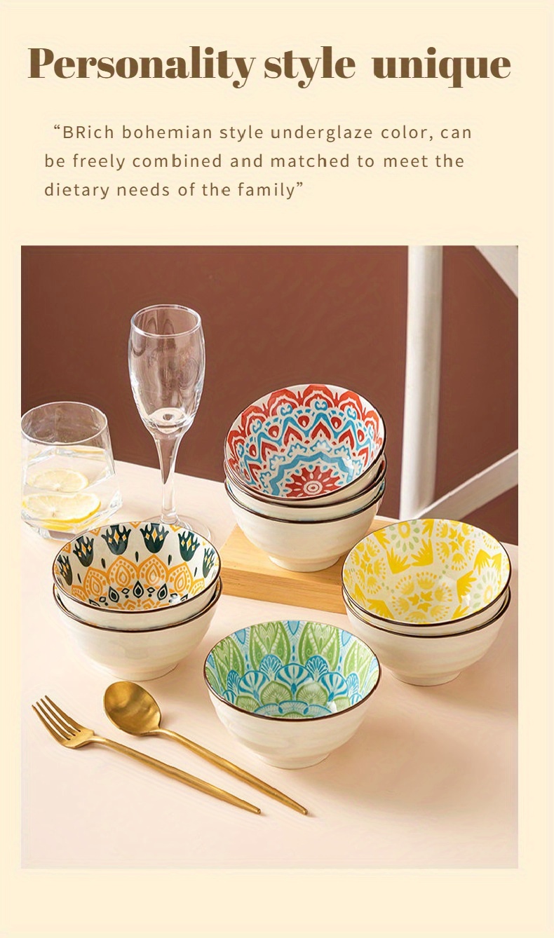Small Bowl Ceramic Bowl Ceramic Rice Bowl Set Floral Pattern - Temu