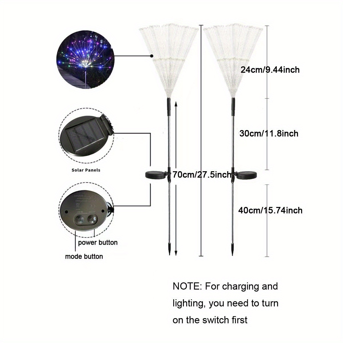 Solar Fireworks Lamp Led Silver Wire Lamp String Dandelion - Temu Australia