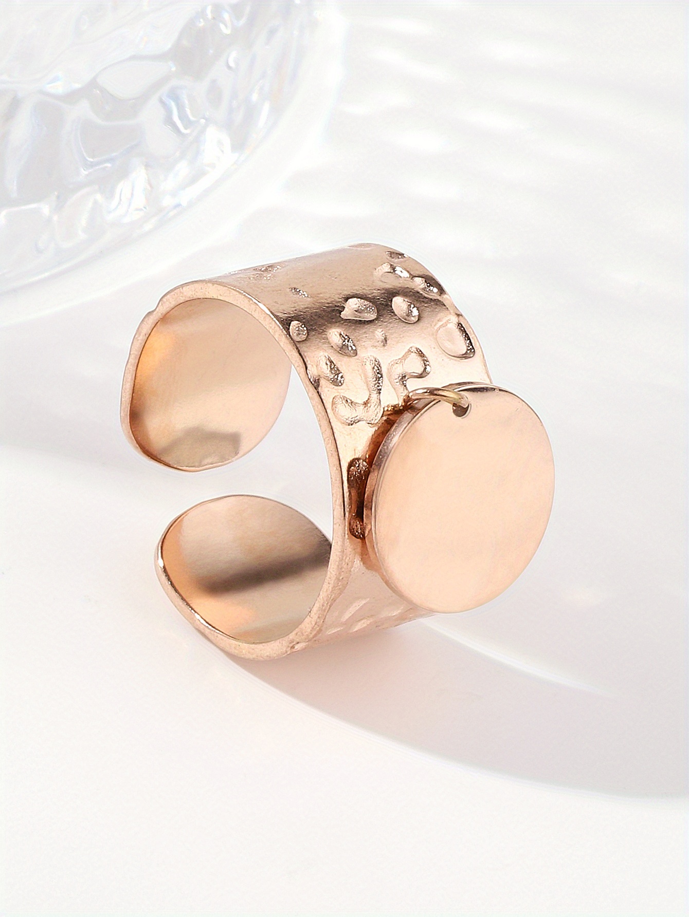 Punk Style Steel/golden/rose Golden Chunky Grain Ring - Temu Ireland