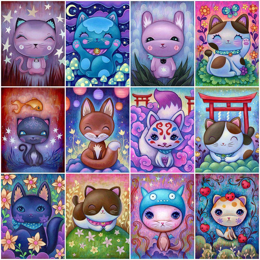 sparkling cat diamond painting kit: add a touch home - Temu Australia
