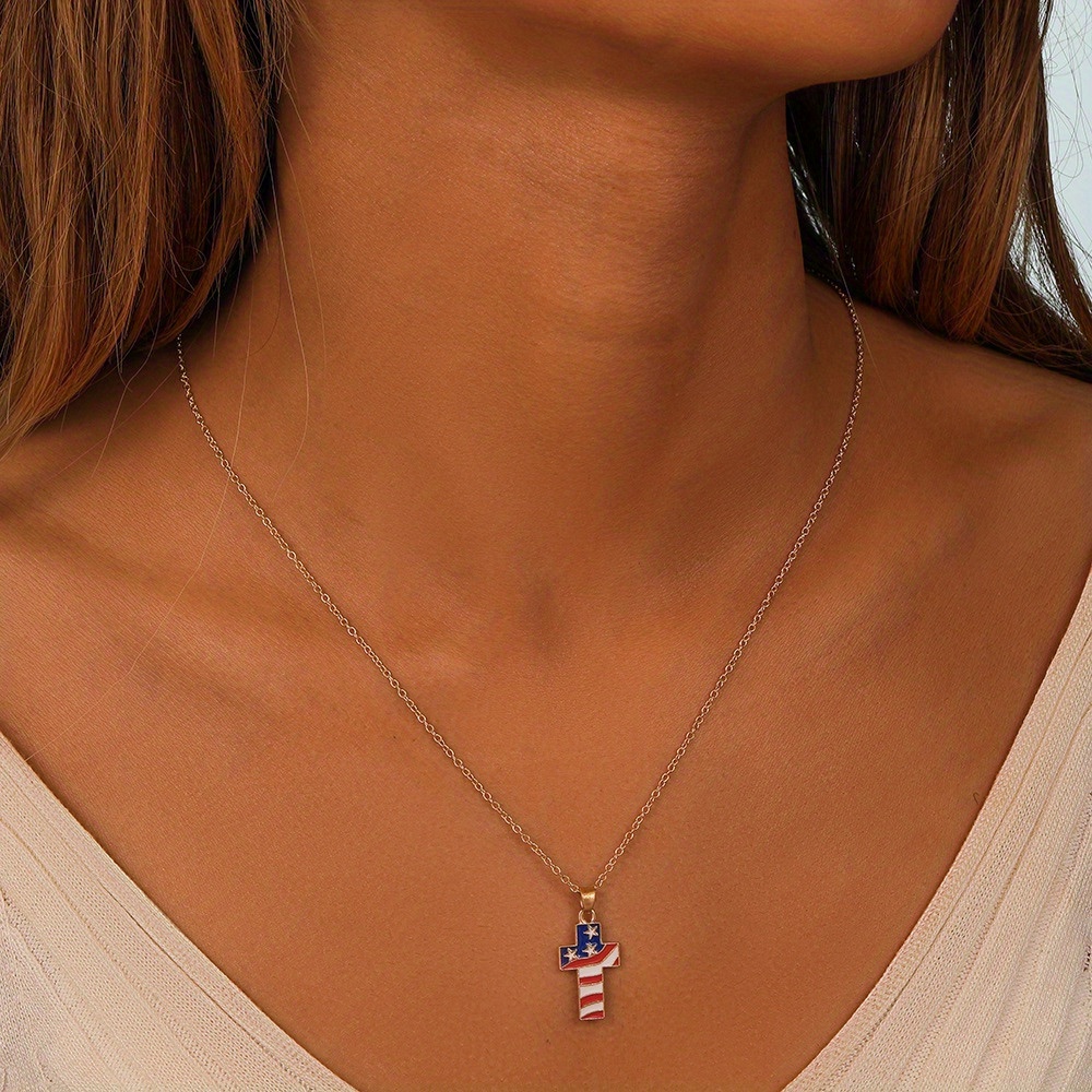 Independence Day Necklace Celebration Cross Pendant Couple - Temu Australia
