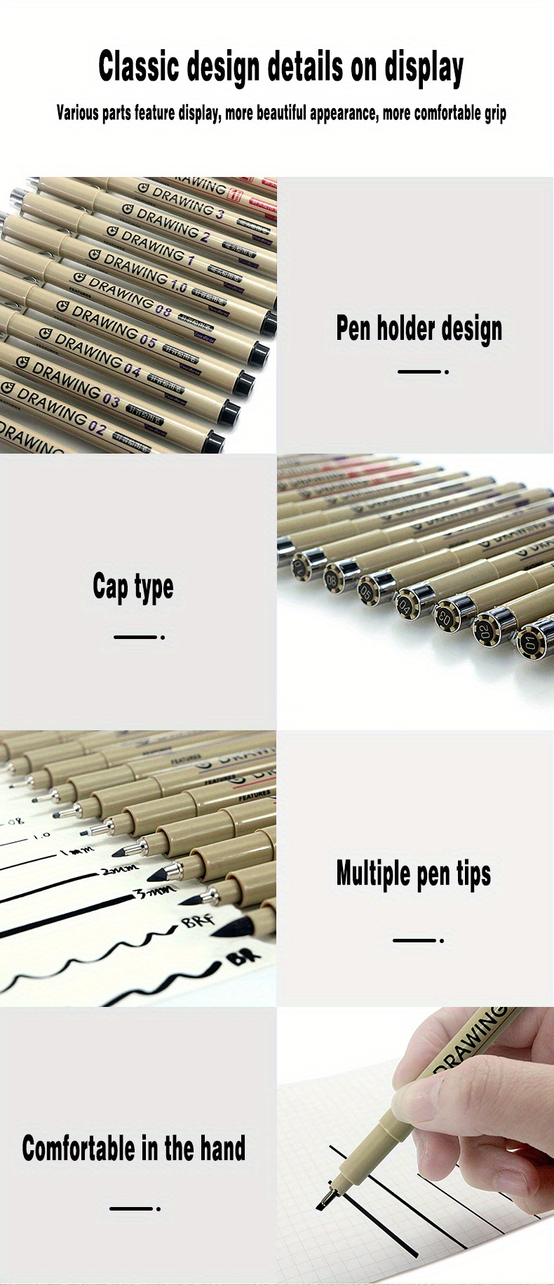 waterproof sketch pens plastic drawing pens different tips - Temu ...