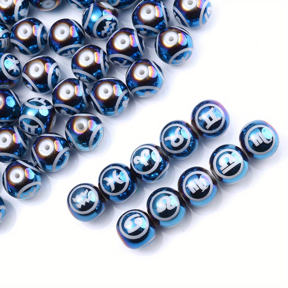 Zodiac Glass Beads Round Loose Beads Creative - Temu Australia