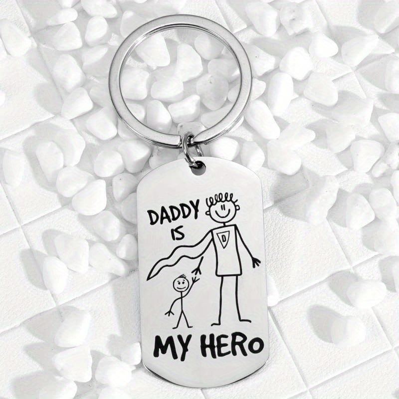 1pc Mens Creative Cartoon Stainless Steel Dad Is My Hero Trendy ...