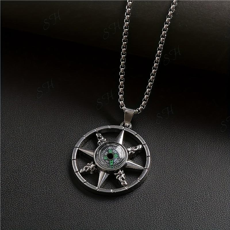 Hip Hop Compass Long Sweater Men's Pendant Necklace - Temu United Kingdom