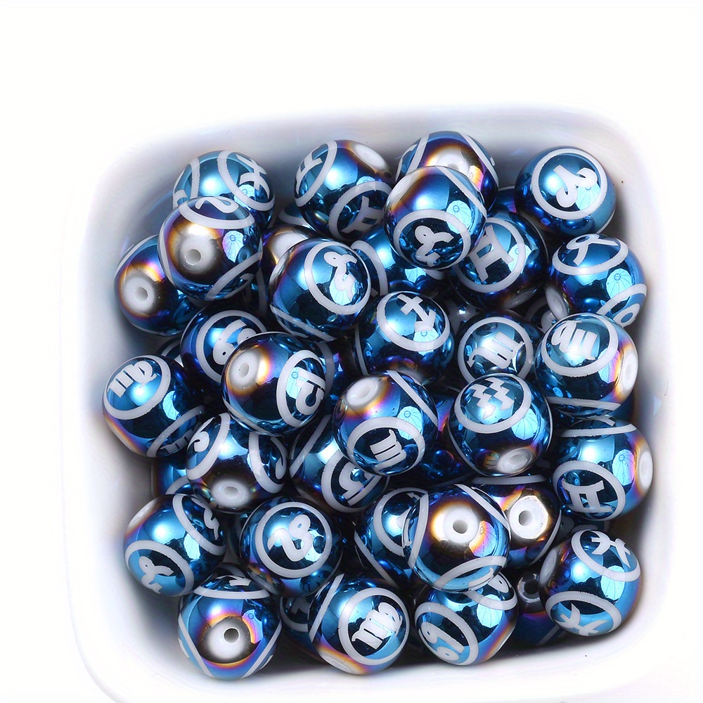 Twelve Zodiac Glass Beads Round Spaced Loose Beads Creative - Temu