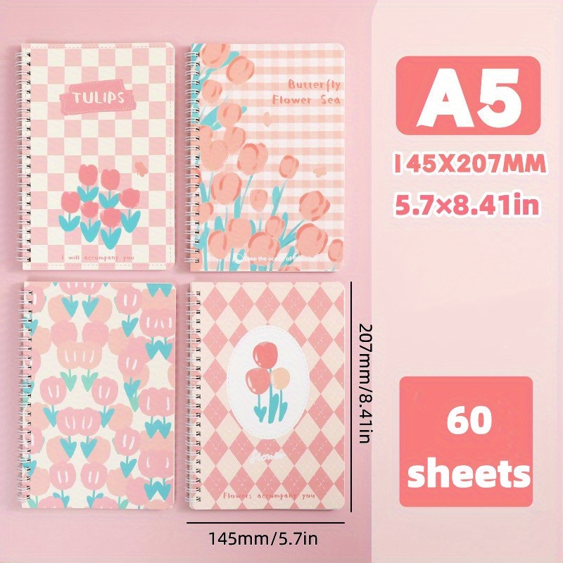 Cute Small Fresh Flower Coil Book A5 Notebook Horizontal - Temu United ...