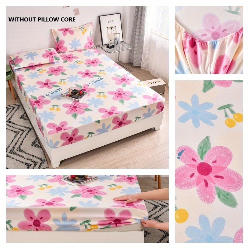 Fitted Sheet Set Frosted Flower Printed Machine Washable - Temu United ...