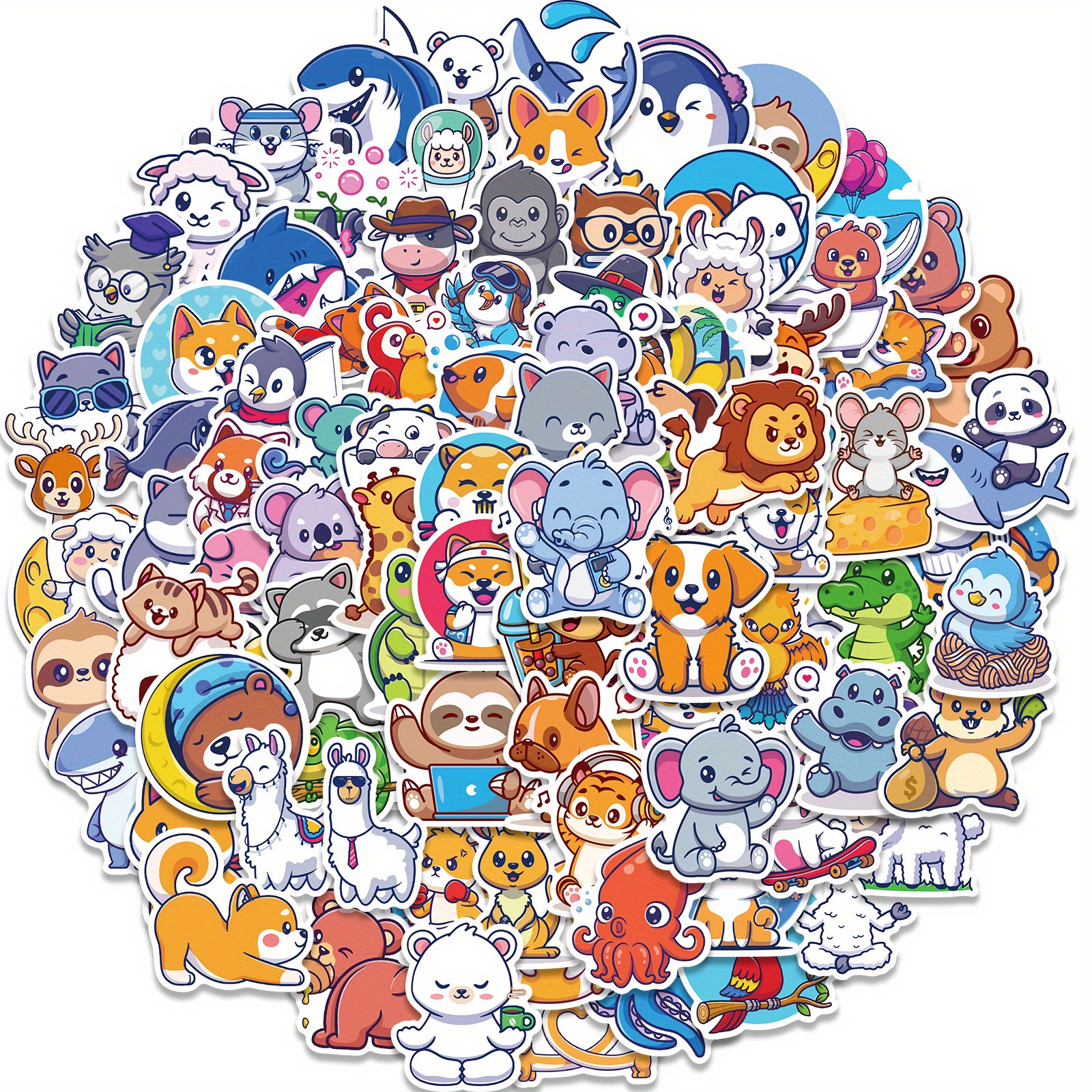 Animal Stickers Pack Colorful Waterproof Stickers Cute - Temu
