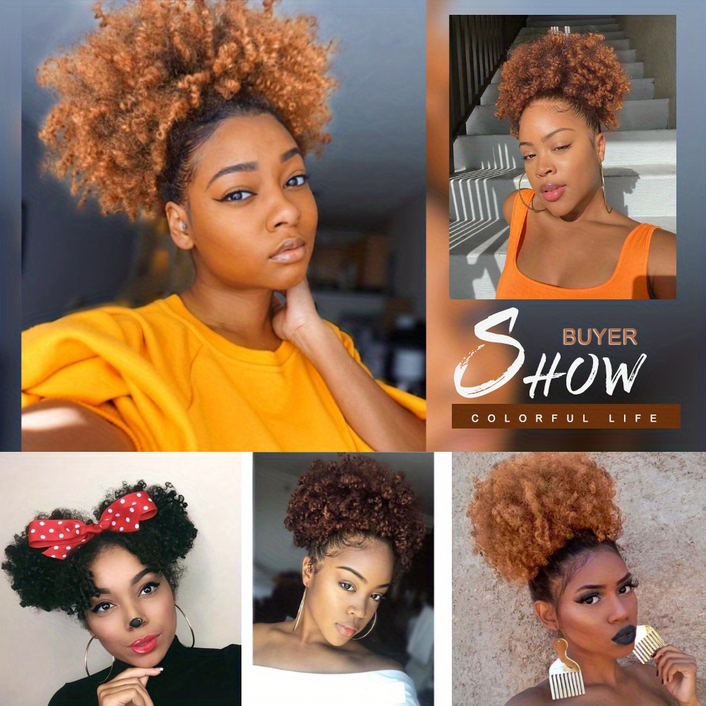 Premium Black Afro Puff Ponytail Extension Women Medium - Temu United ...