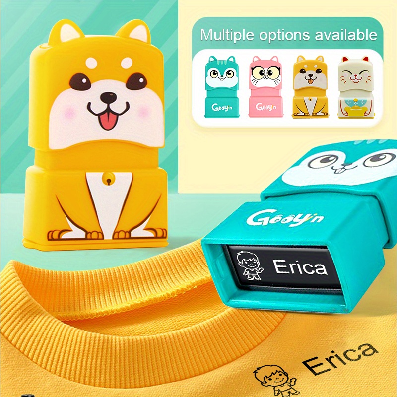 小さな黄色の犬のカスタム名前スタンプ 1 個 学生が衣服 靴下 ベッドシーツなどの個人の日用品を識別するため 防水 洗濯 Temu Japan