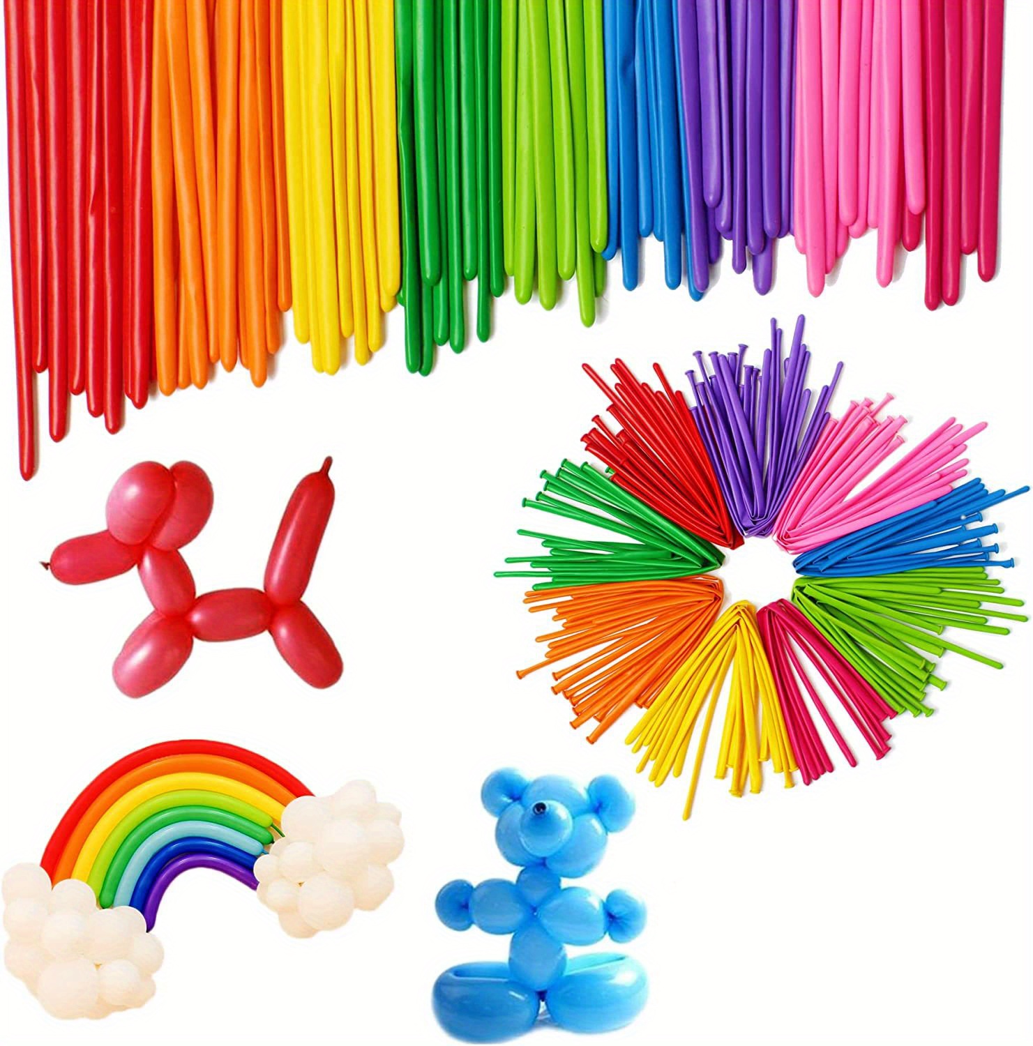 100 Piece Diy Balloon Kit Create Amazing Animals With Long Strip ...