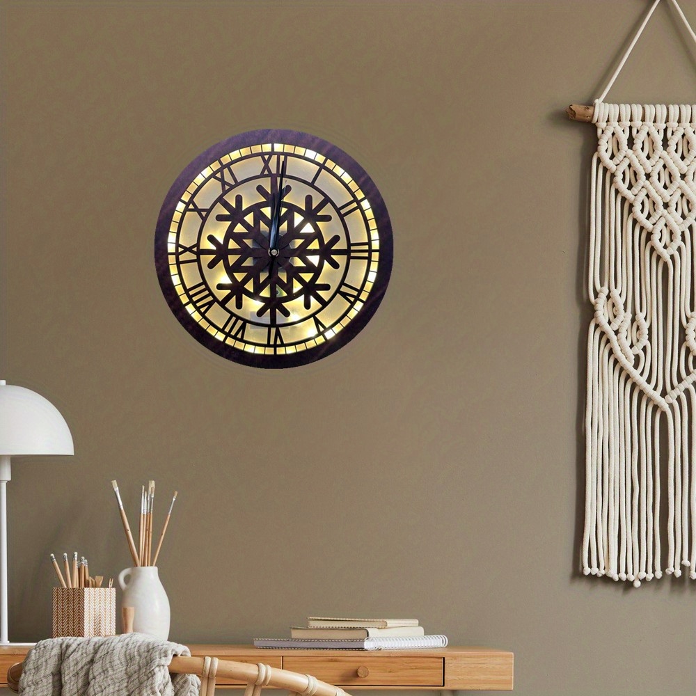 Laser Engraved Uv Color Print Wall Clock Led Creative Light - Temu ...