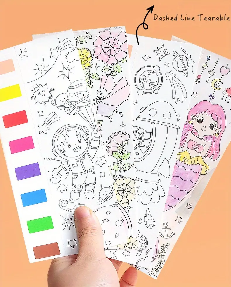 5pcs 수채화 색칠하기 책 스티커 메모 낙서 그림 안료 그림책으로 색칠 Temu South Korea