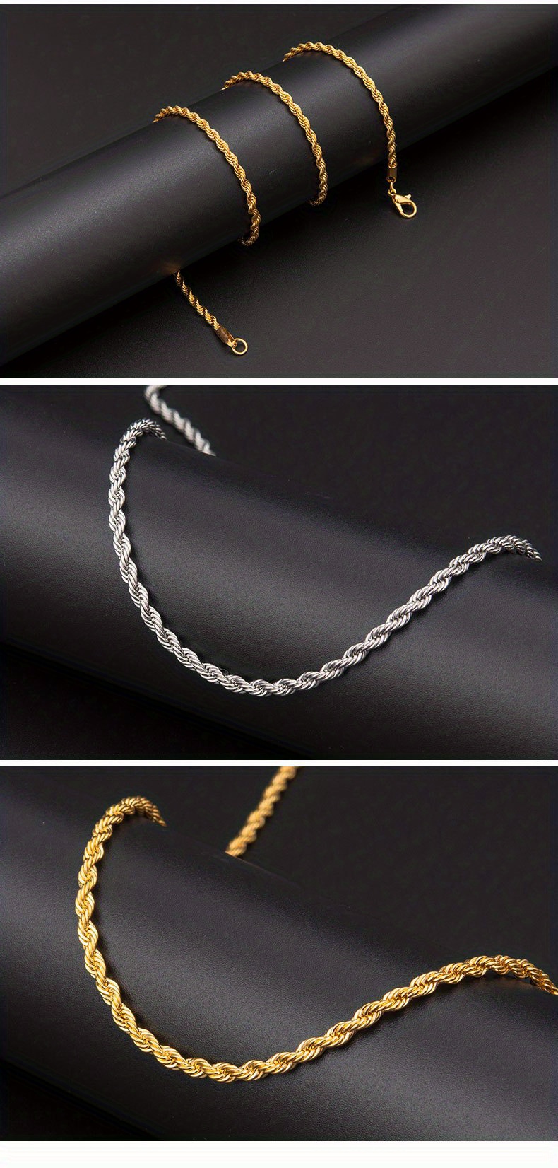 Twisted Hip Hop Metal Long Chain Necklace Men Golden - Temu Canada