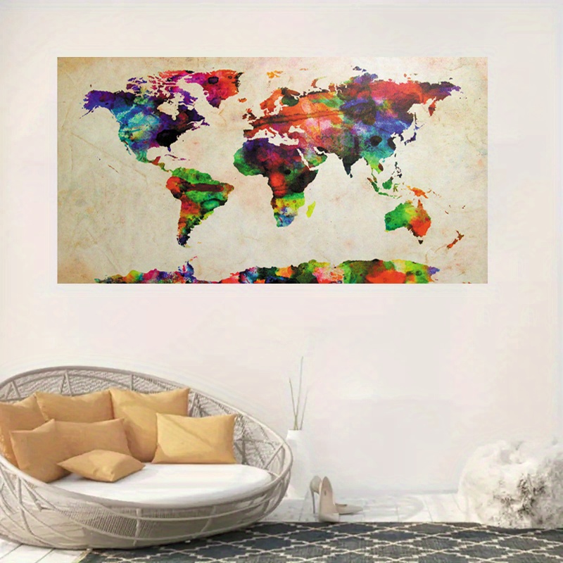 Printing Abstract Oil Painting Color World Map Color - Temu United Kingdom