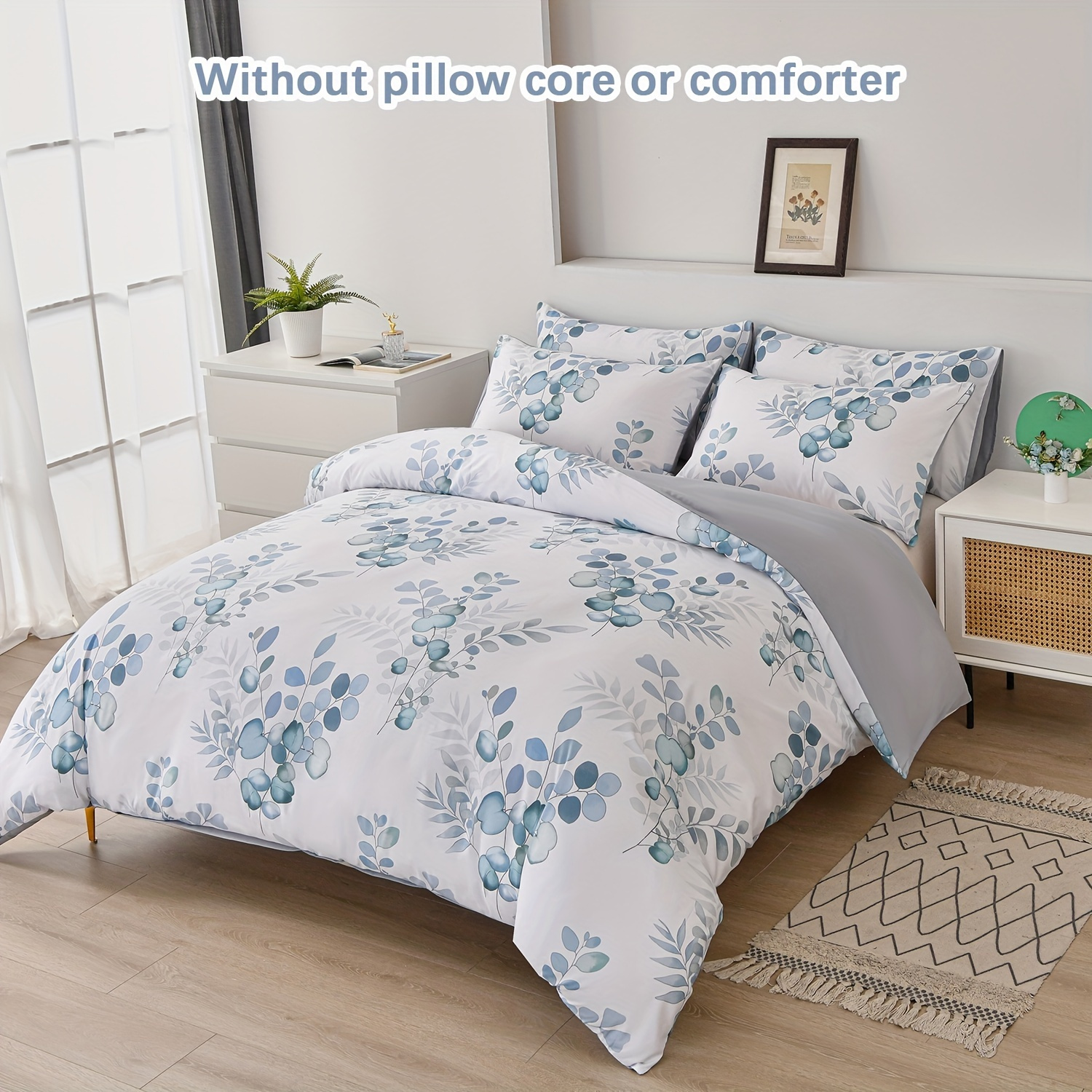 Plant Print Duvet Cover Set Soft Comfortable Bedding Bedroom - Temu New ...