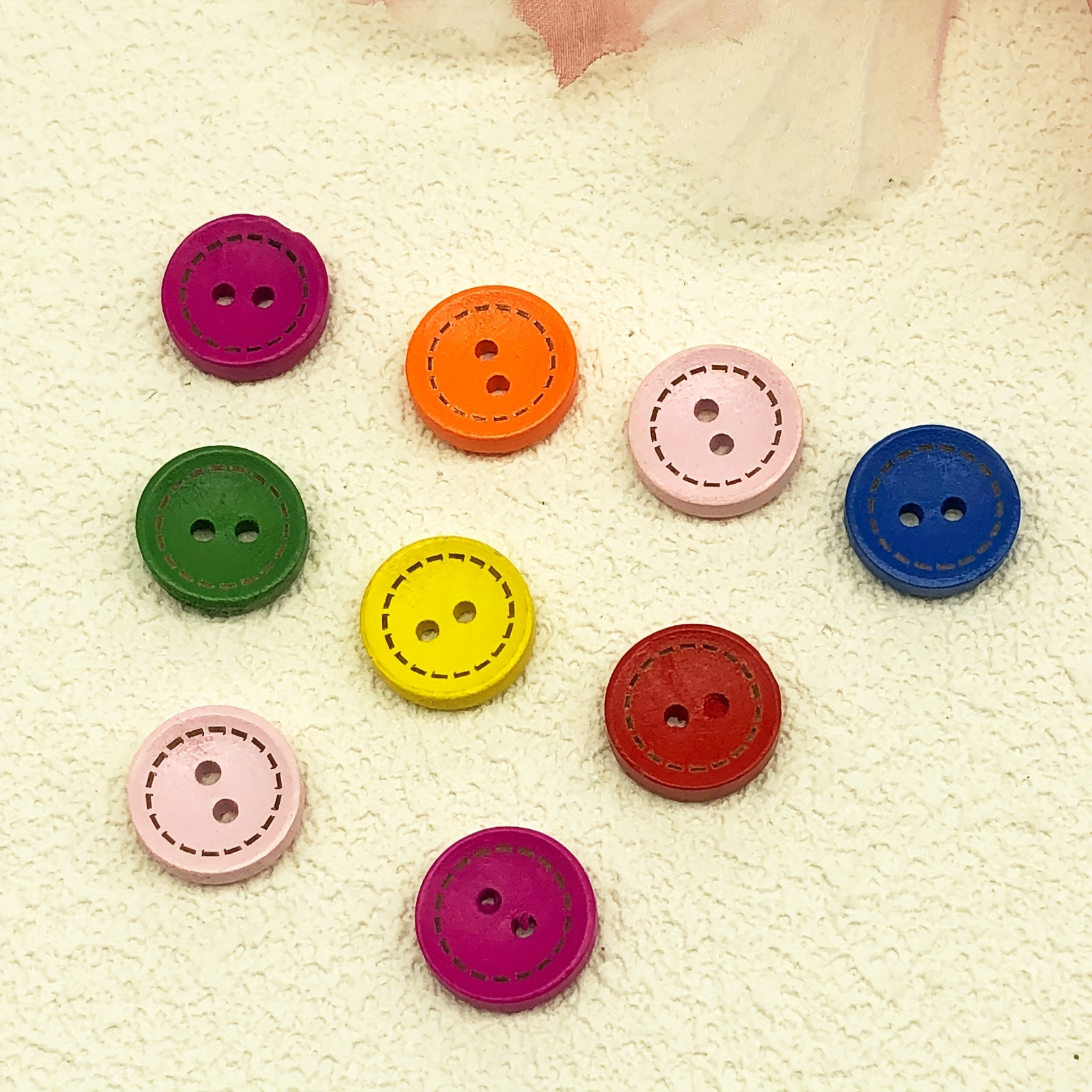 Circular Wooden Buttons Mixed Solid Thread Various Colors - Temu New ...